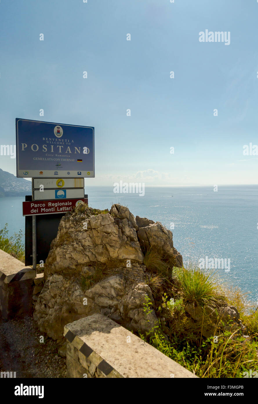 Positano road sign hi-res stock photography and images - Alamy