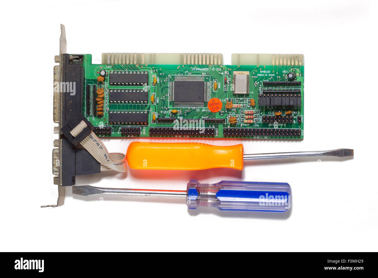 Computer repair on a white background Stock Photo - Alamy