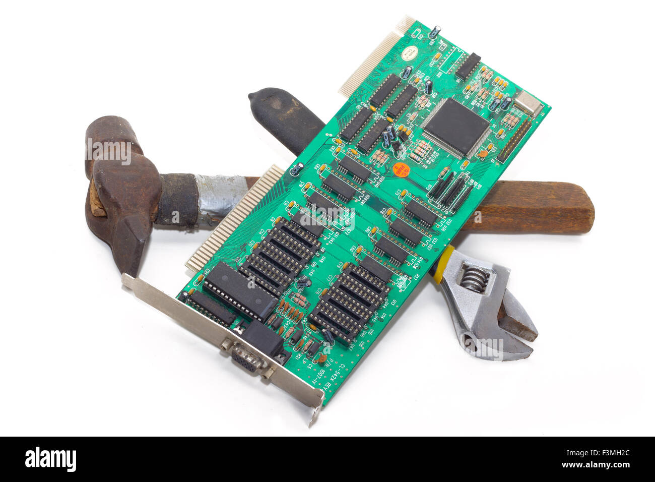 Computer repair on a white background Stock Photo - Alamy