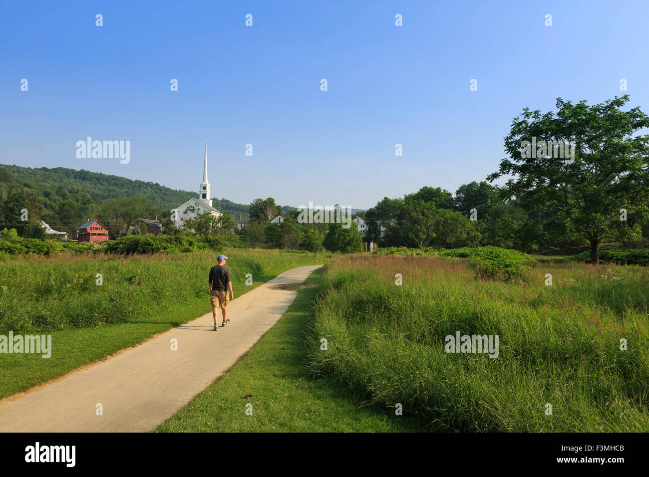 Man walking on Stowe Recreation Path, Stowe, Vermont Stock Photo - Alamy