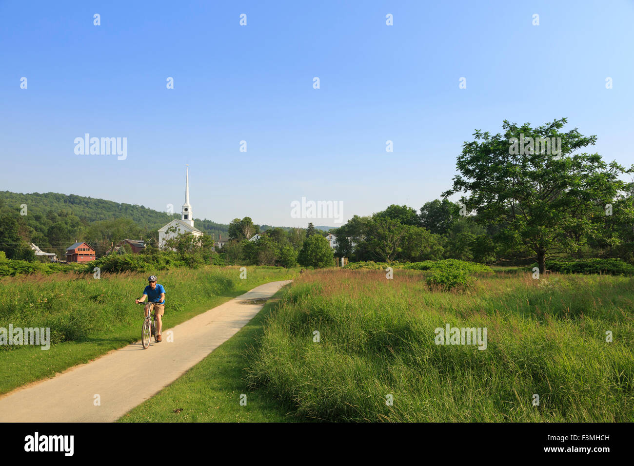 Man biking on Stowe Recreation Path, Stowe, Vermont Stock Photo - Alamy