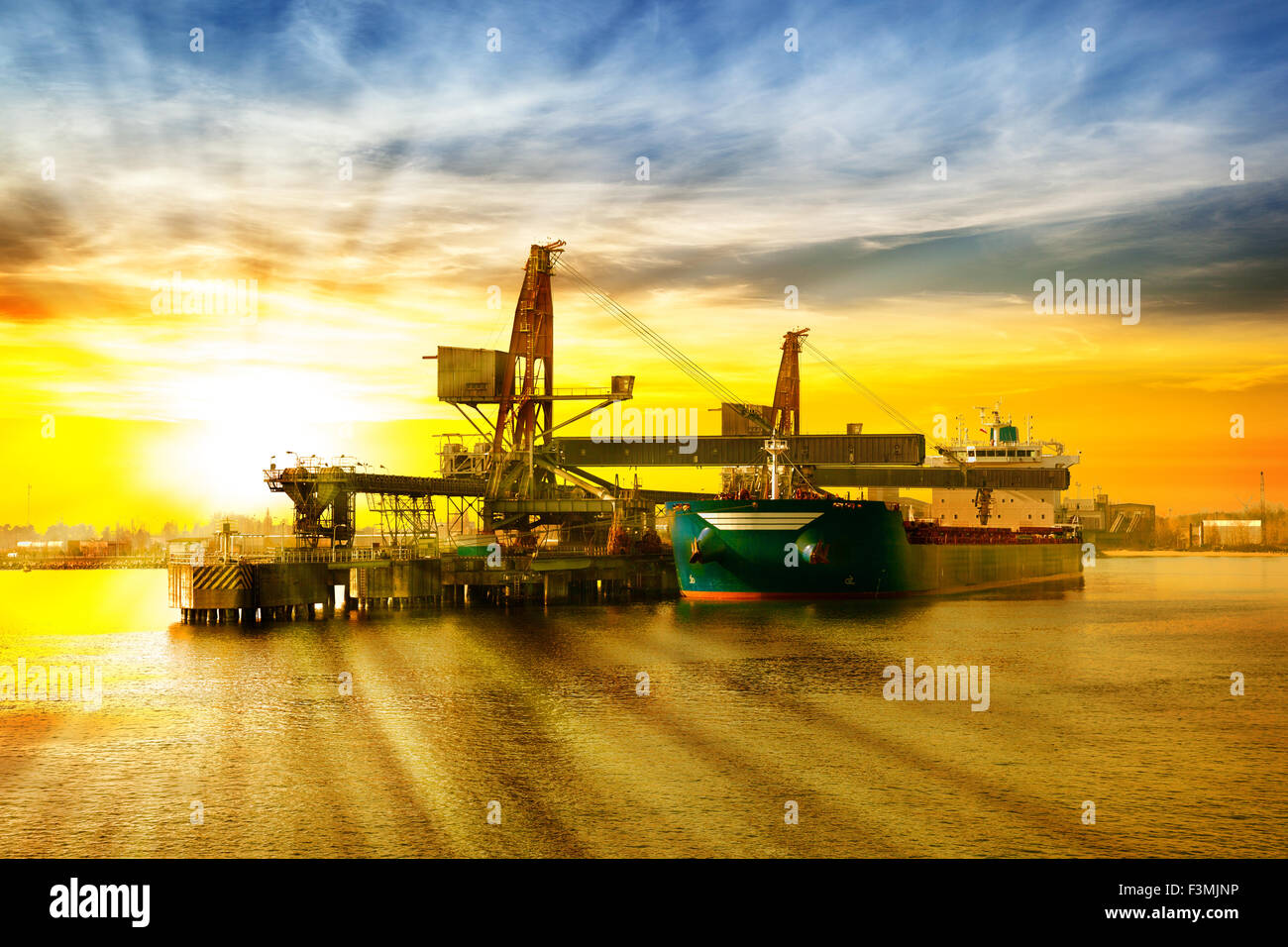 Big ship under loading coal in Port of Gdansk, Poland Stock Photo - Alamy