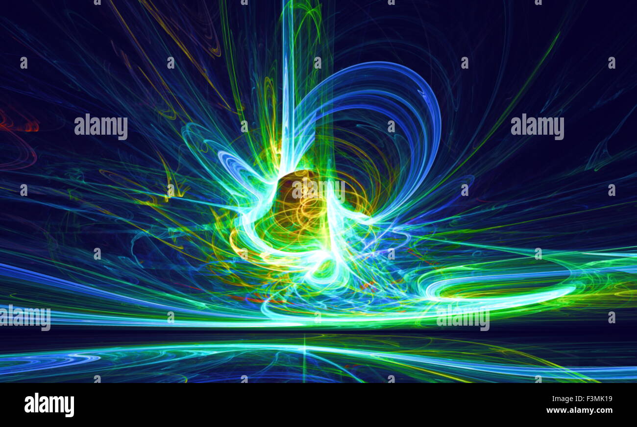 Mysterious alien form magnetic fields in the dark night sky. Fractal ...