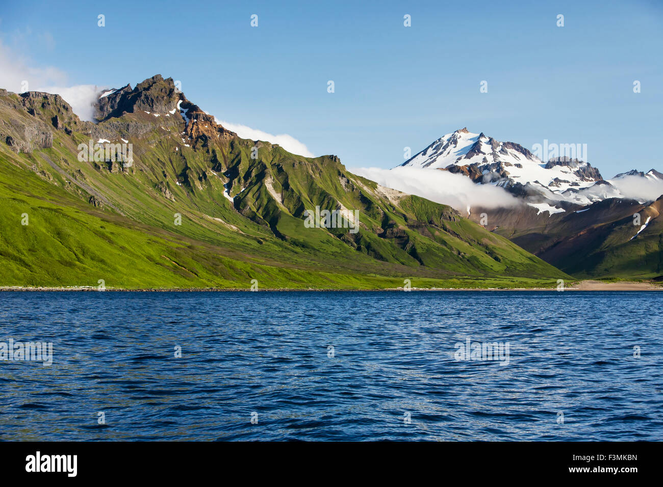 Coastline,Alaska,Cold Bay,Frosty Volcano Stock Photo - Alamy