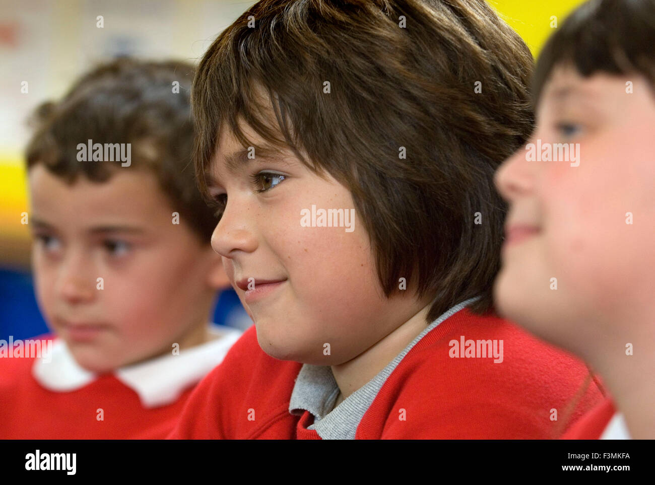 A check-in session for pupils in red uniforms at Birdwell Primary ...