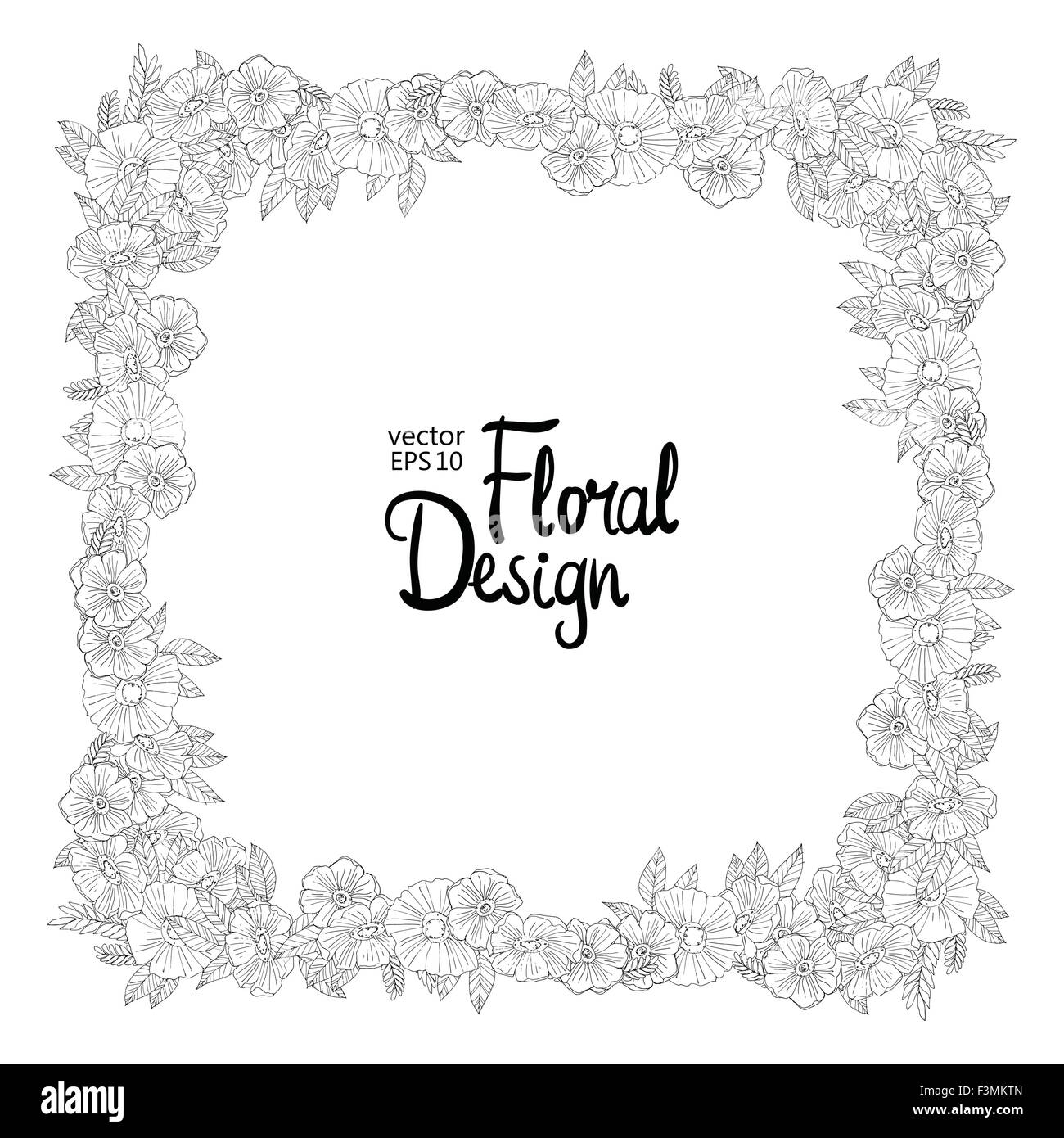 Floral border made with sketchy flowers Stock Vector Image & Art - Alamy