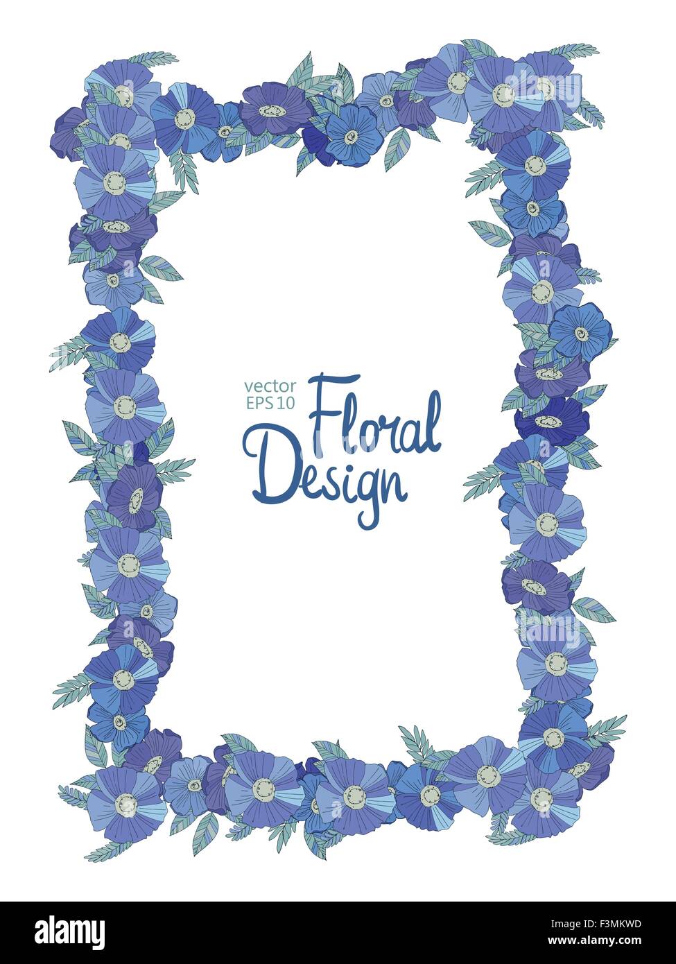 Blue floral border made with wildflowers Stock Vector Image & Art - Alamy