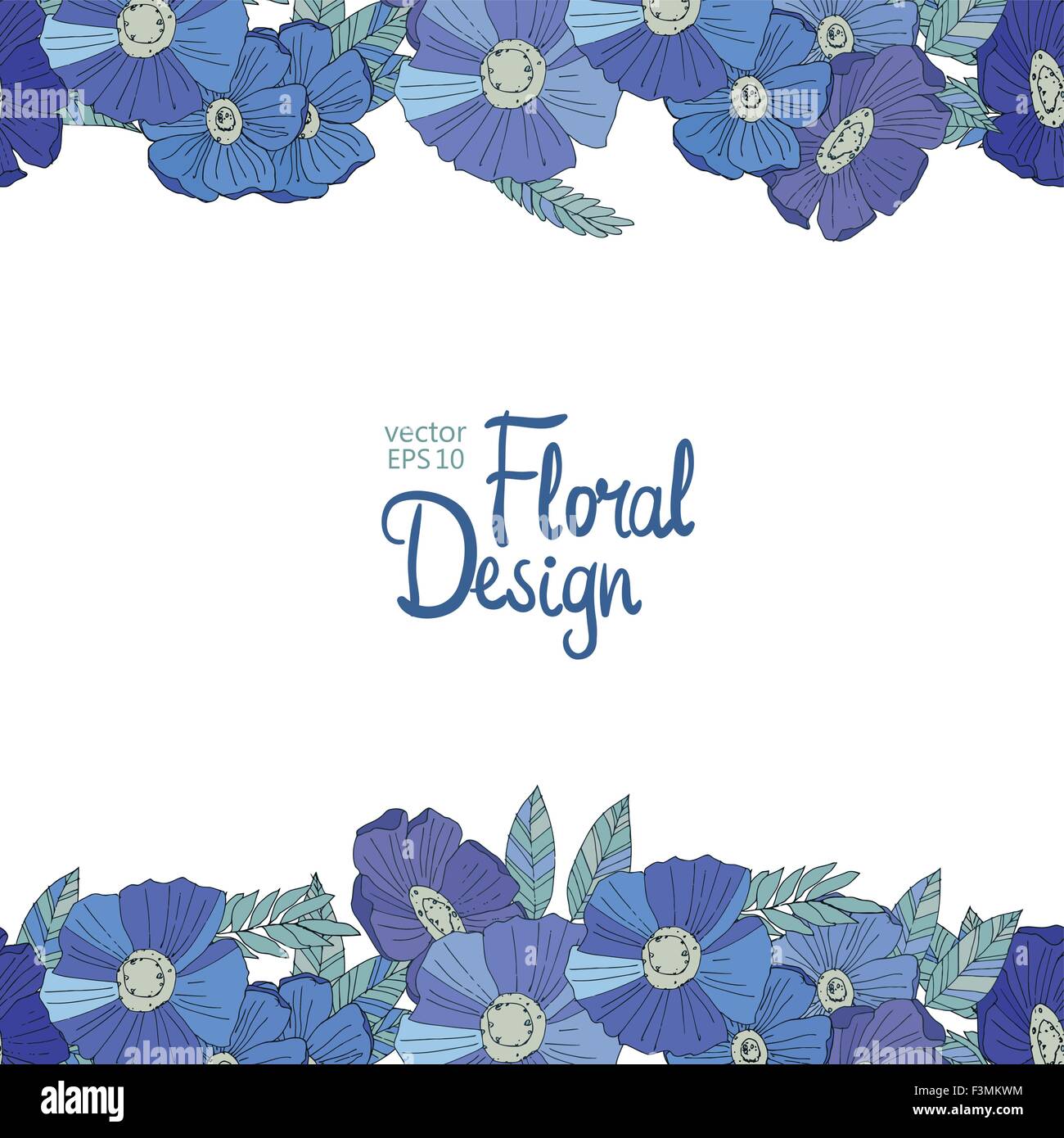 Blue floral border made with wildflowers Stock Vector Image & Art - Alamy