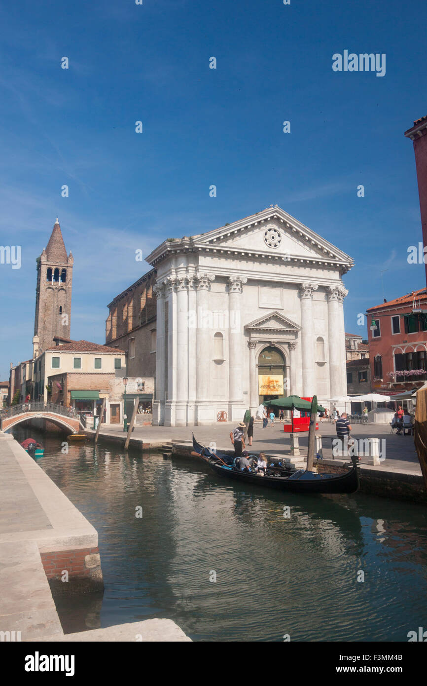 San Barnaba church, canal and Campo square Dorsoduro Venice Veneto ...