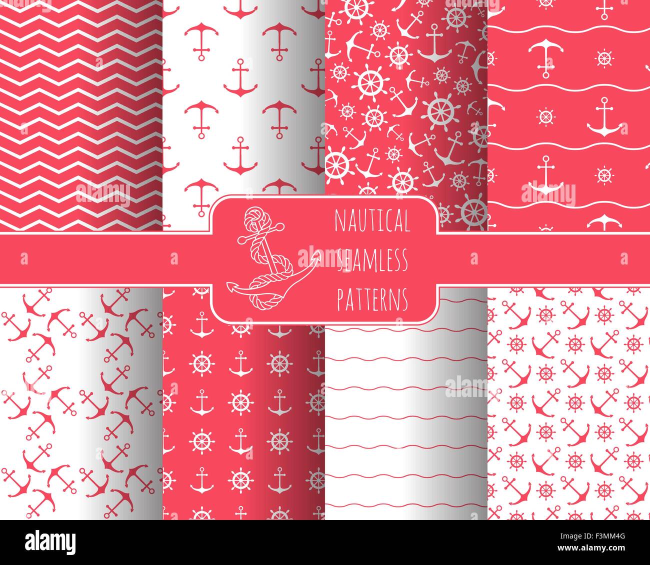 Seamless nautical pattern set Stock Vector Image & Art - Alamy
