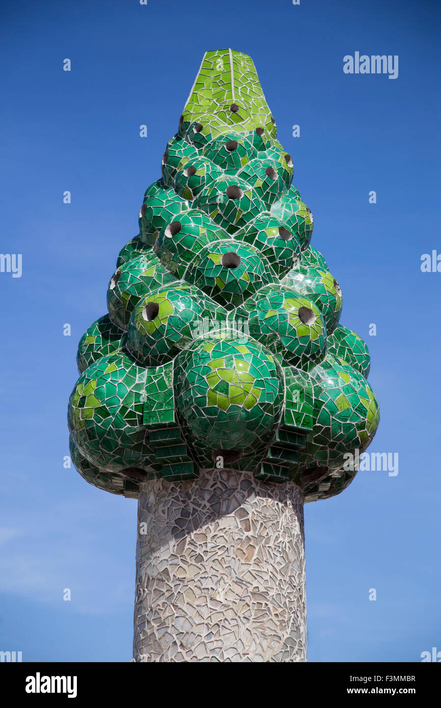 Barcelona, Spain - September 25, 2015: Gaudi Chimney, Palau Guell ...
