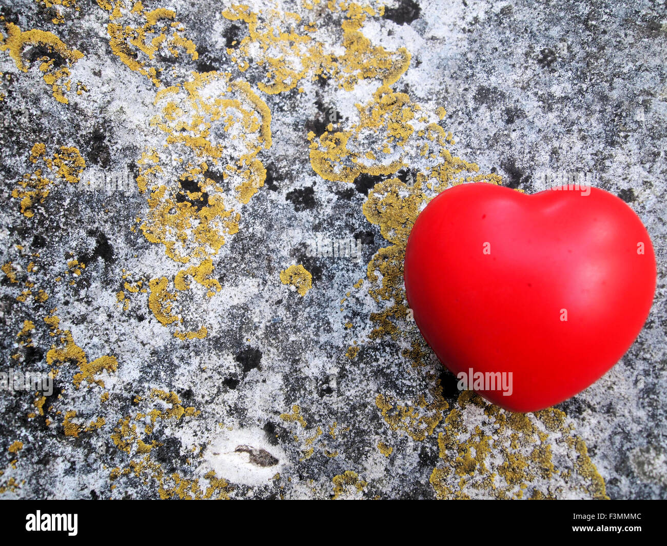 Rubber heart in stone wall Stock Photo - Alamy