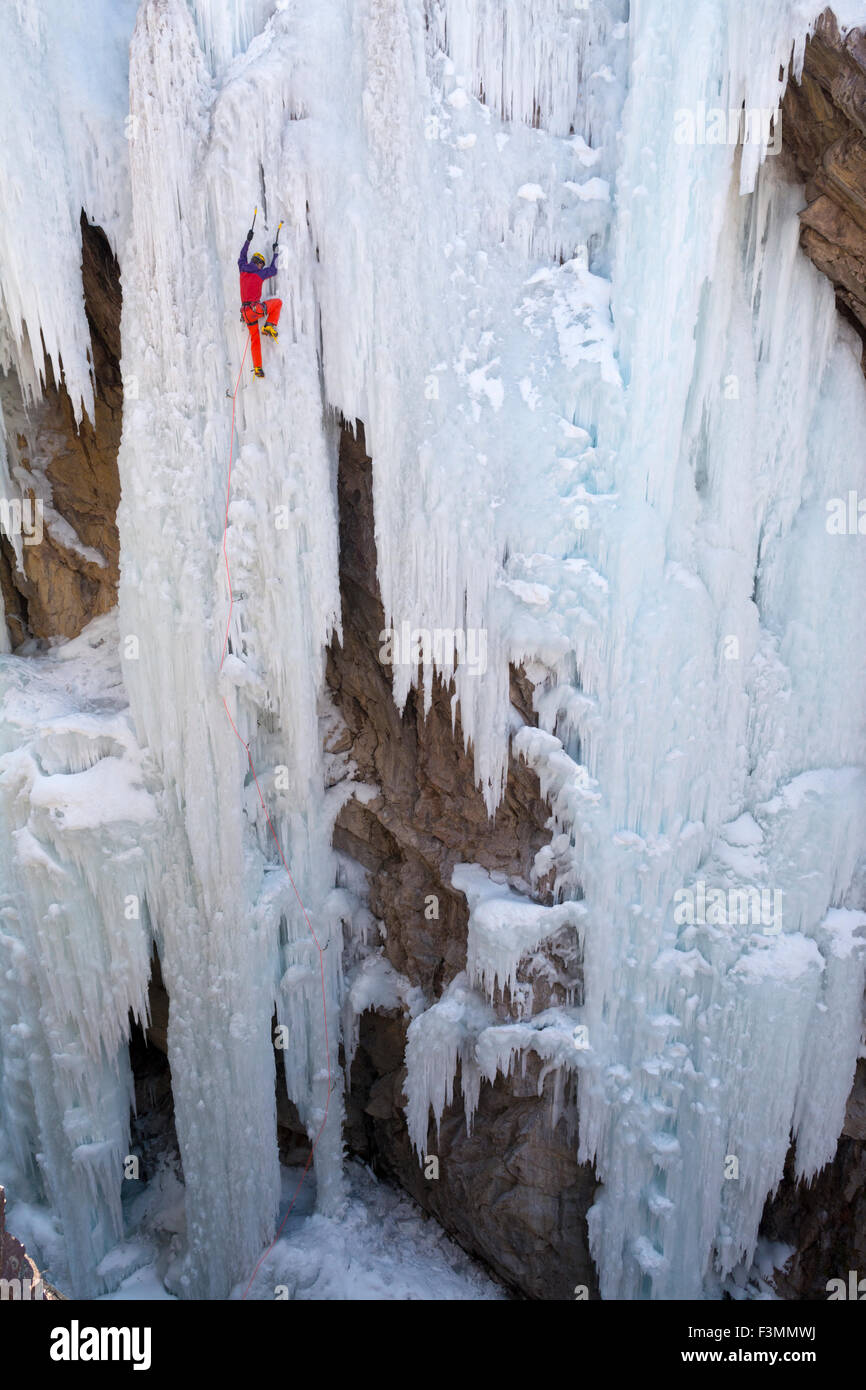 A man ice climbing near Ouray, Colorado Stock Photo - Alamy