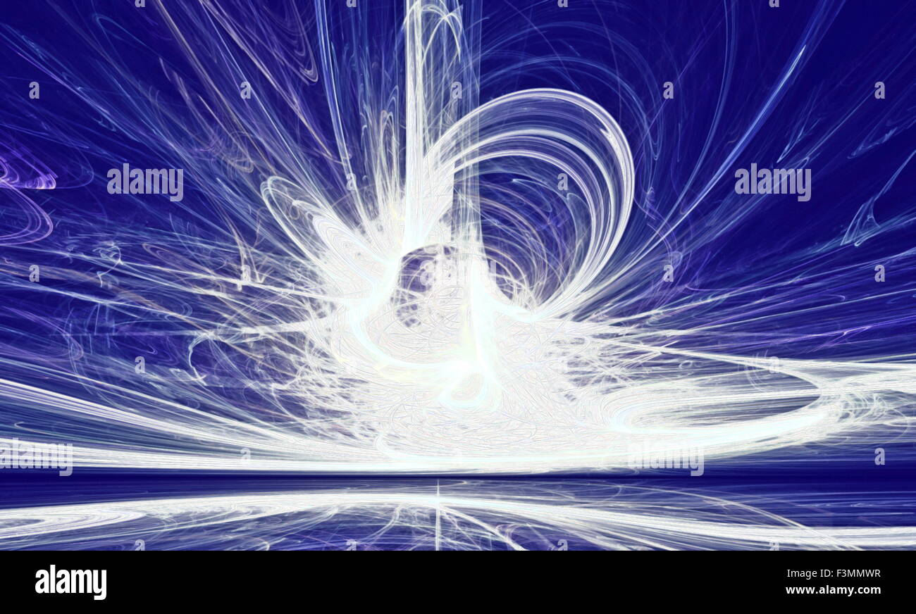 Mysterious alien form magnetic fields in the night sky. Fractal art ...