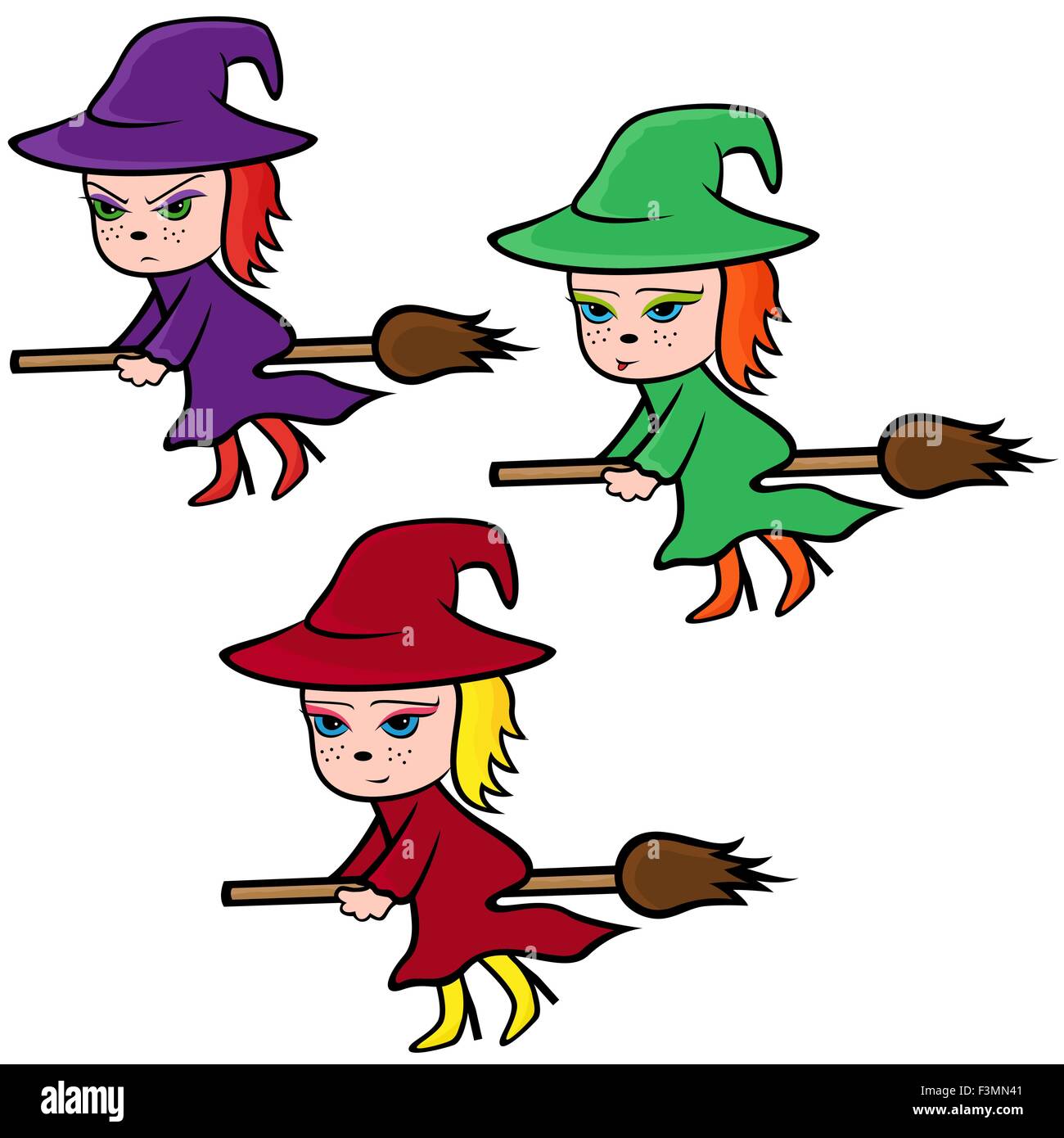 Vector illustration three cartoon women Cut Out Stock Images & Pictures ...