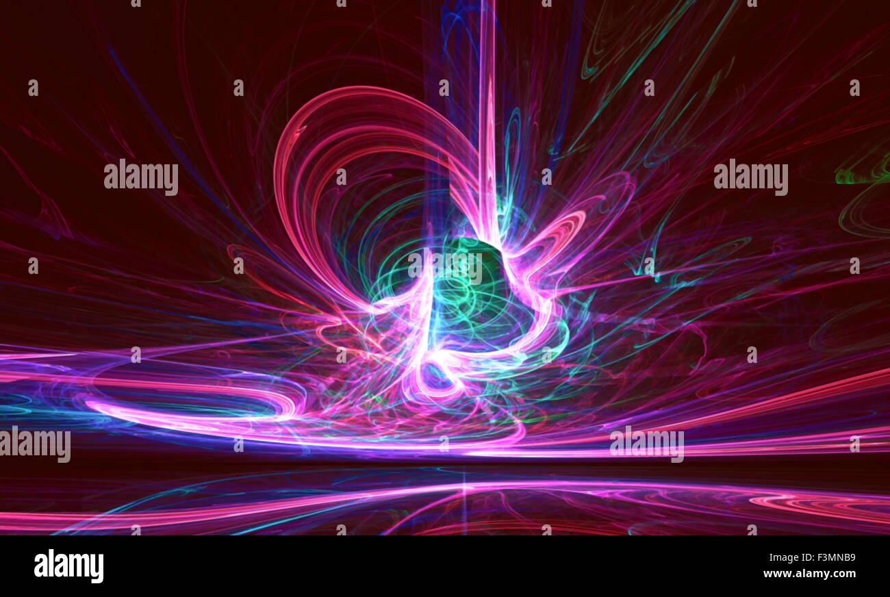 Mysterious alien form colorfull magnetic fields in the dark night sky ...