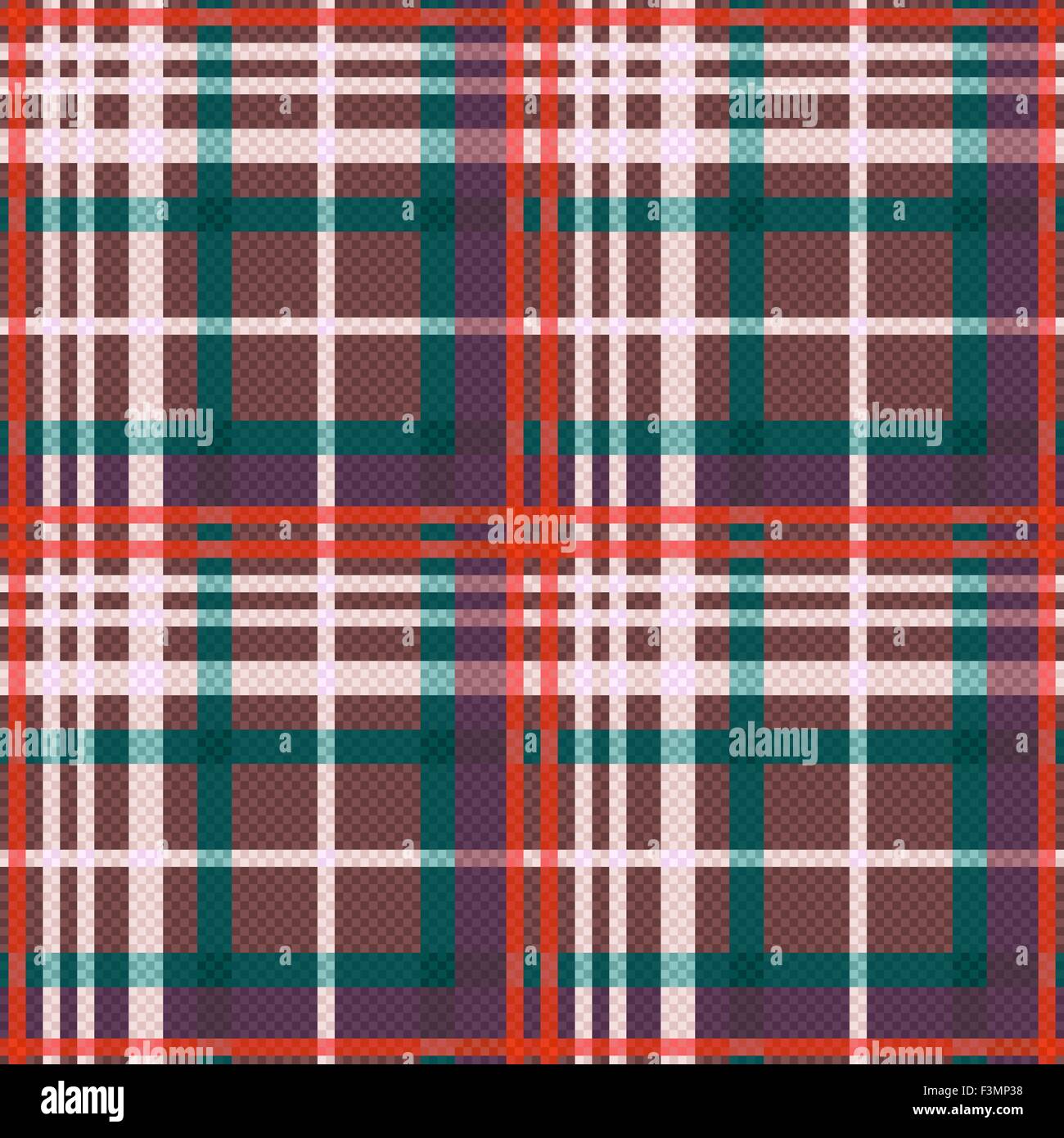 Rectangular seamless vector pattern as a tartan plaid mainly in red ...