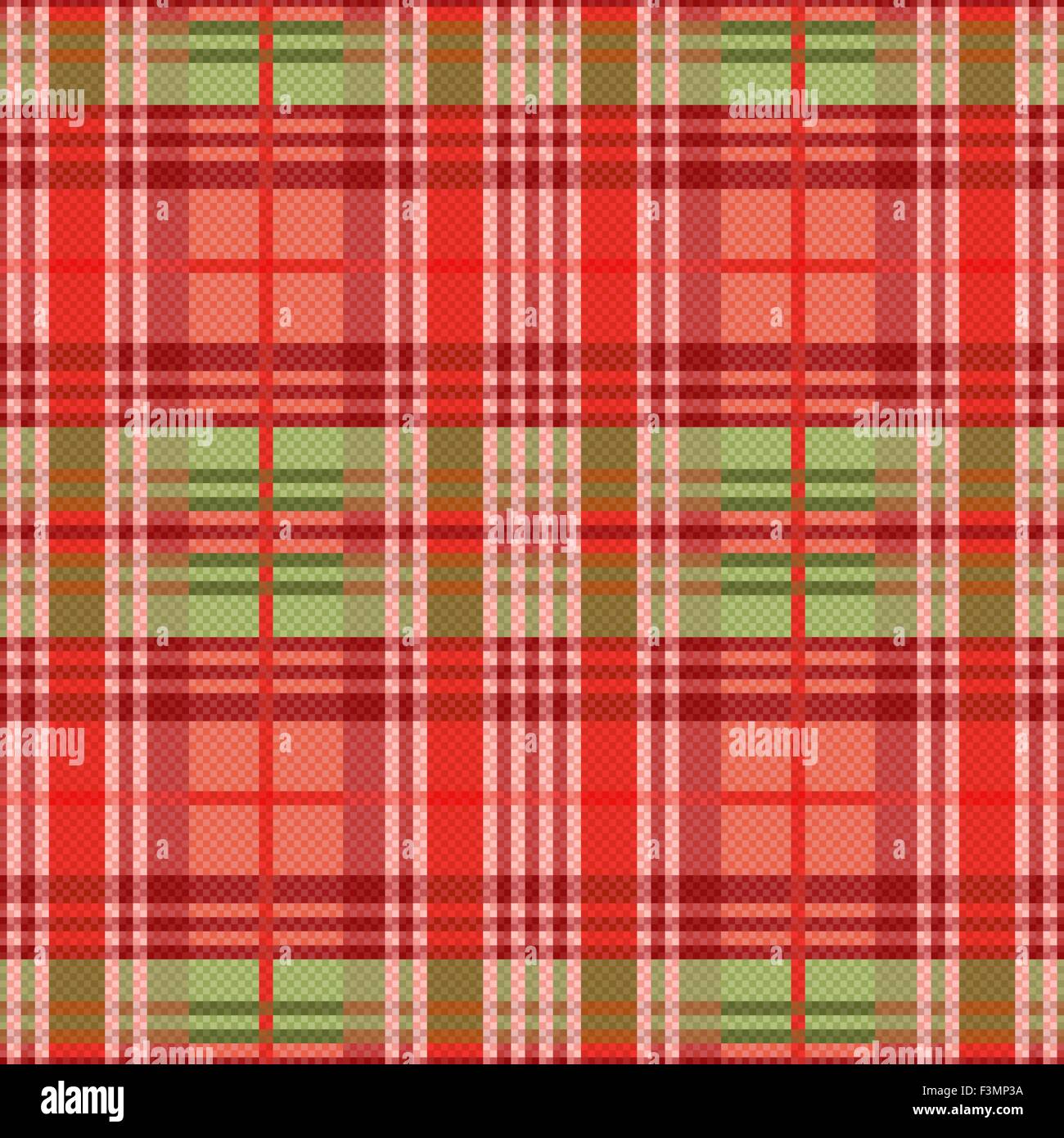 Rectangular seamless vector pattern as a tartan plaid mainly in red ...