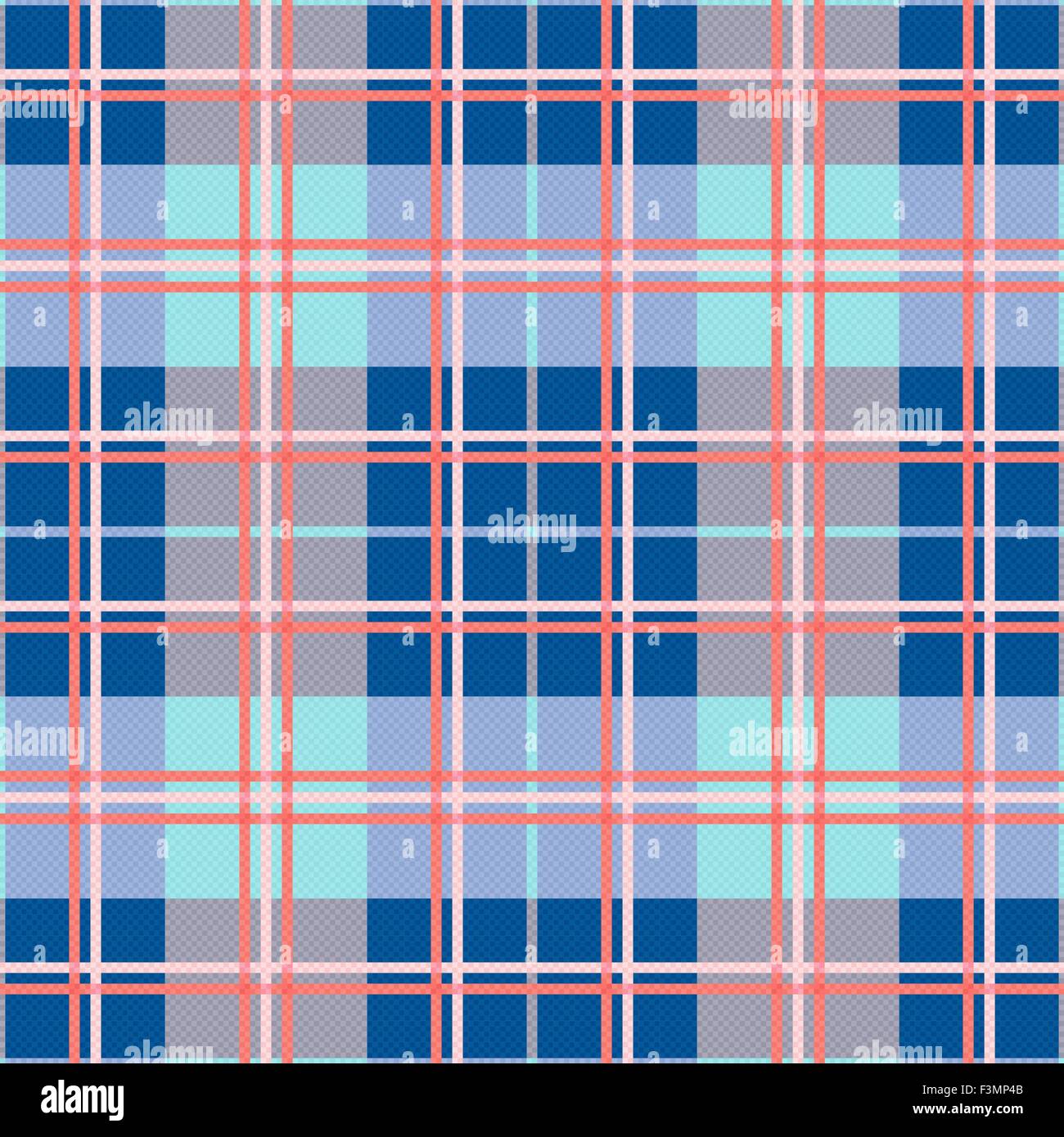 Rectangular seamless vector pattern as a tartan plaid mainly in blue ...