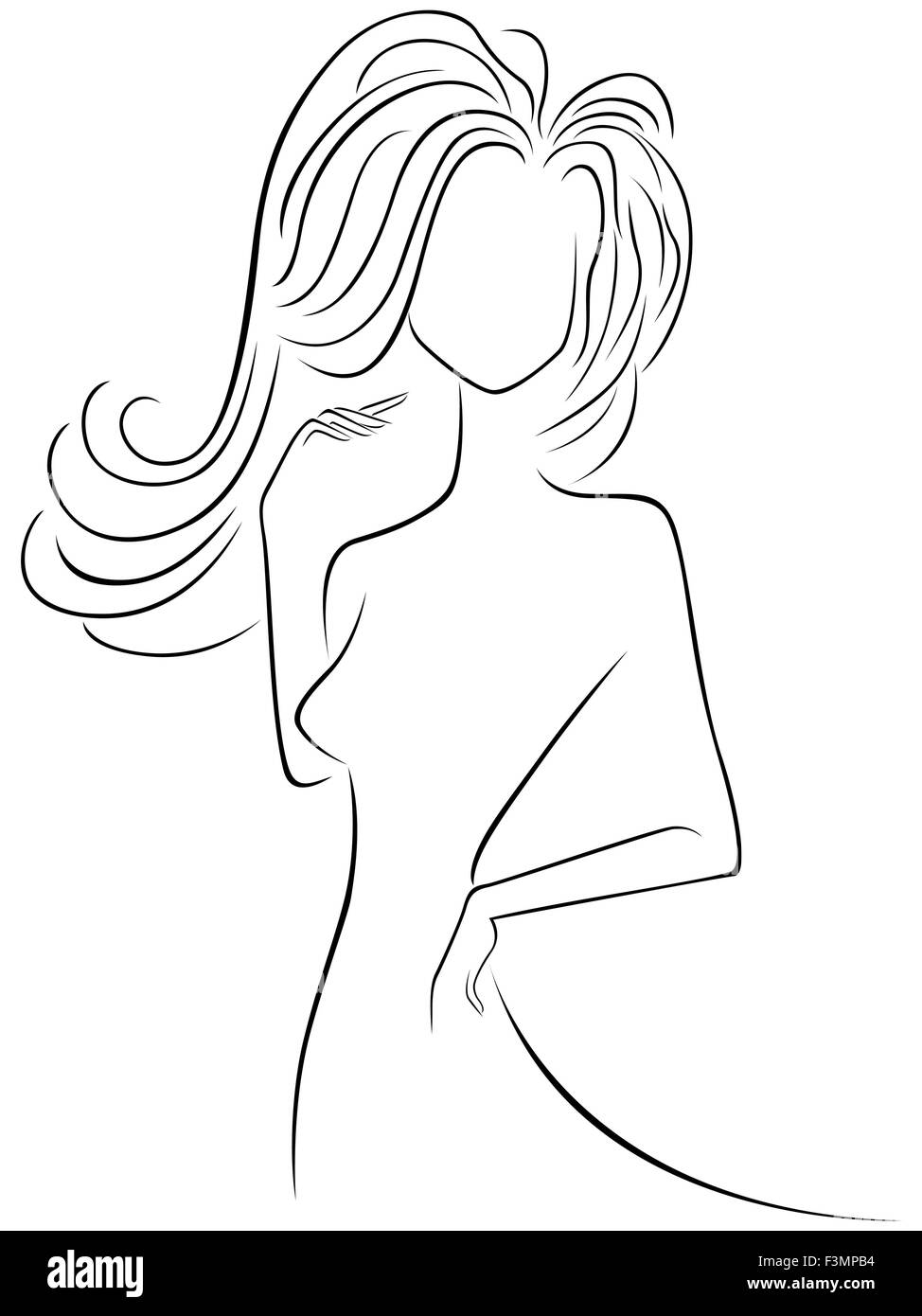 Abstract slim female outline, hand drawing vector illustration Stock ...