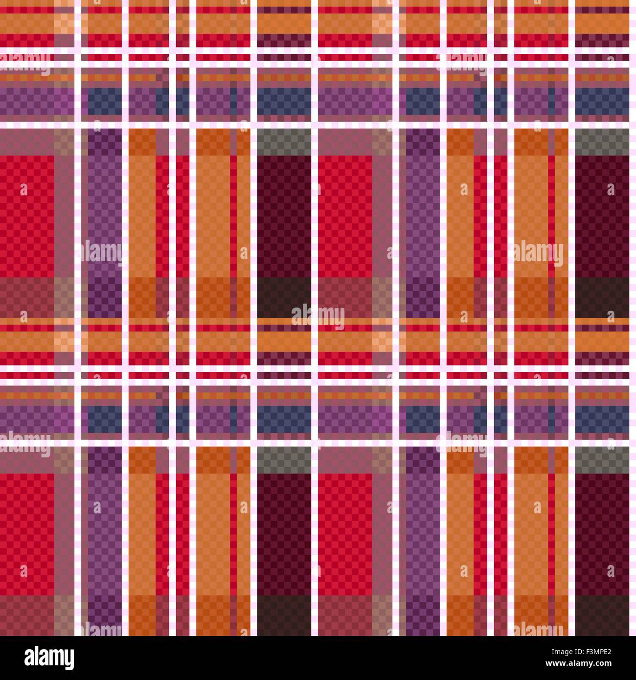 Rectangular seamless vector pattern as a tartan plaid mainly in red and ...