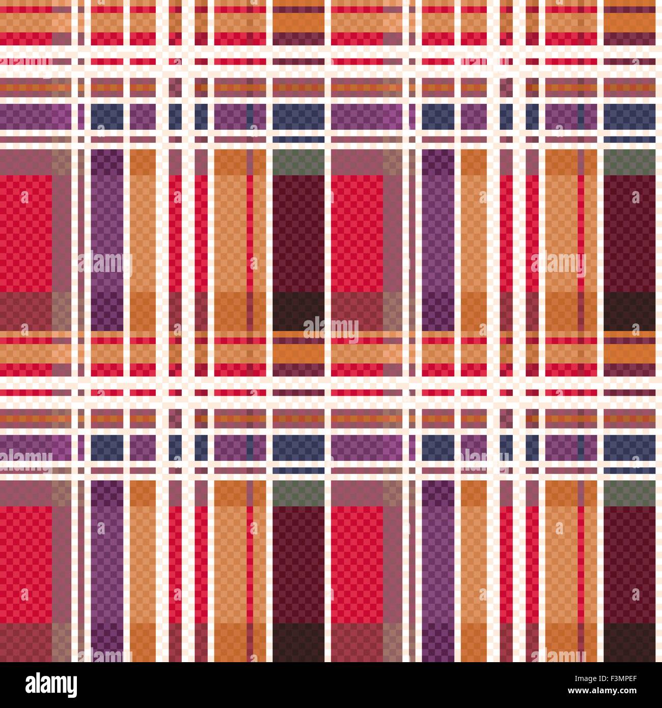Rectangular seamless vector pattern as a tartan plaid mainly in red and ...