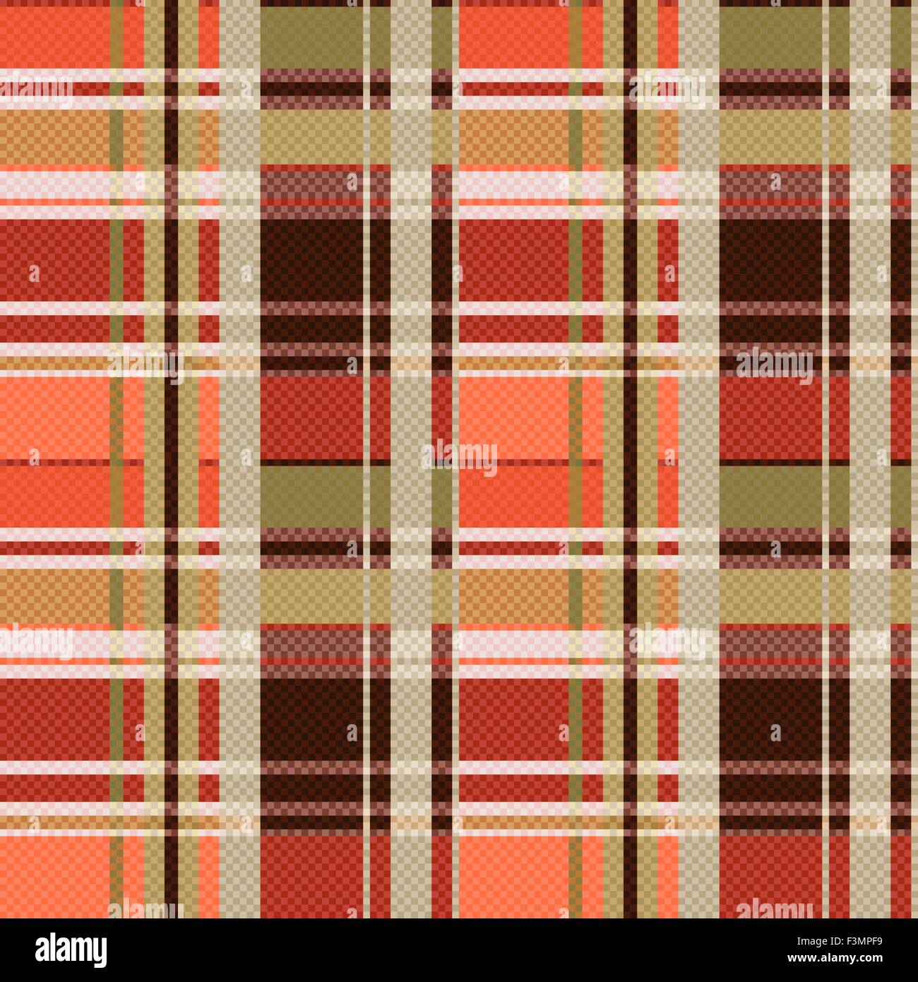 Rectangular seamless vector pattern as a tartan plaid mainly in brown ...