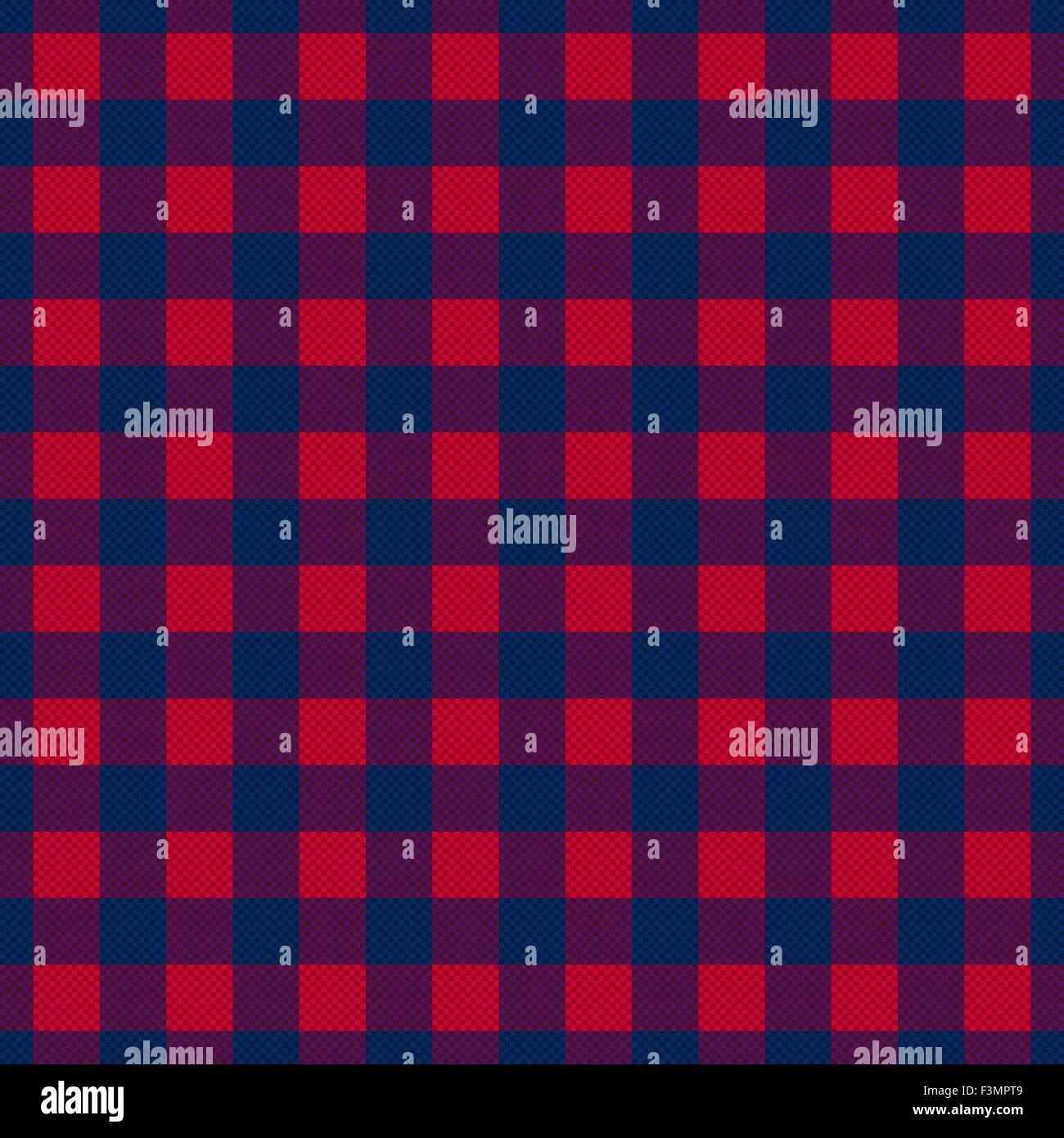 Rectangular seamless vector pattern as a tartan plaid mainly in red and dark hues of blue and ...
