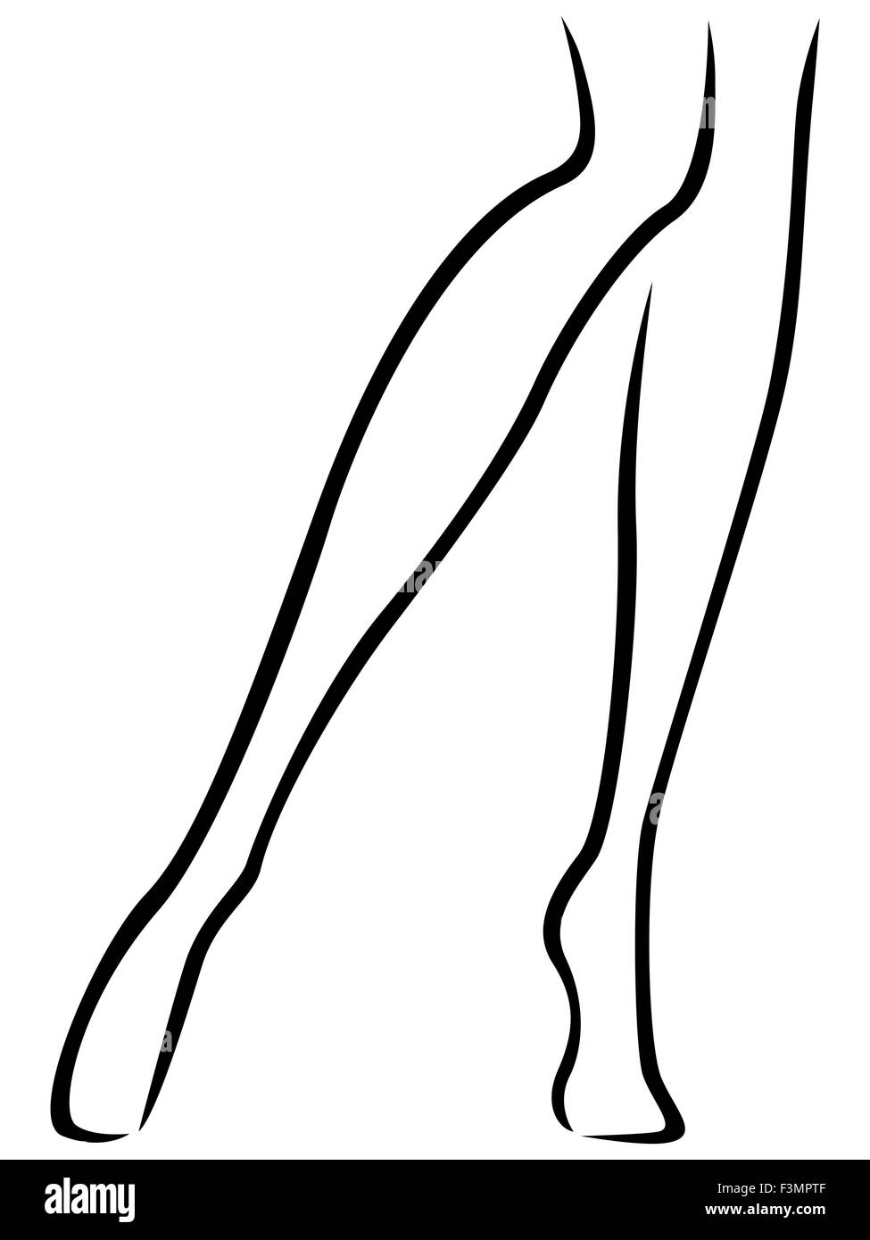 Abstract vector outline of the slender female barefoot feet Stock ...
