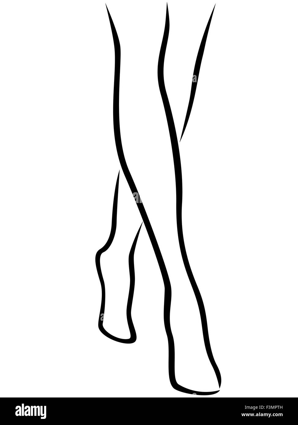 Abstract vector outline of the female walking barefoot Stock Vector ...