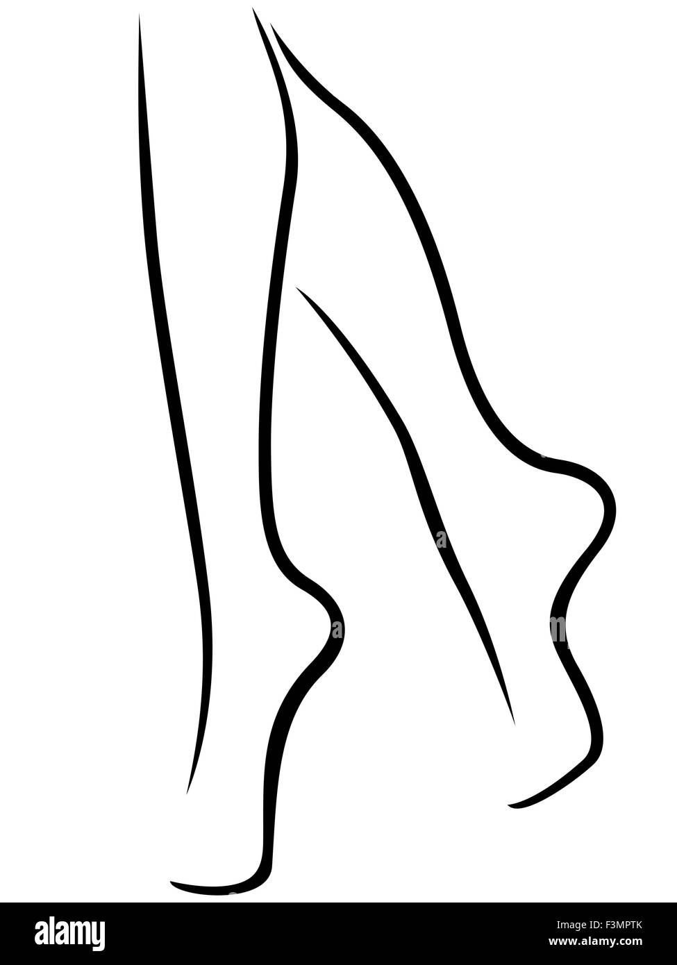 Abstract vector outline of the graceful barefoot female feet Stock ...