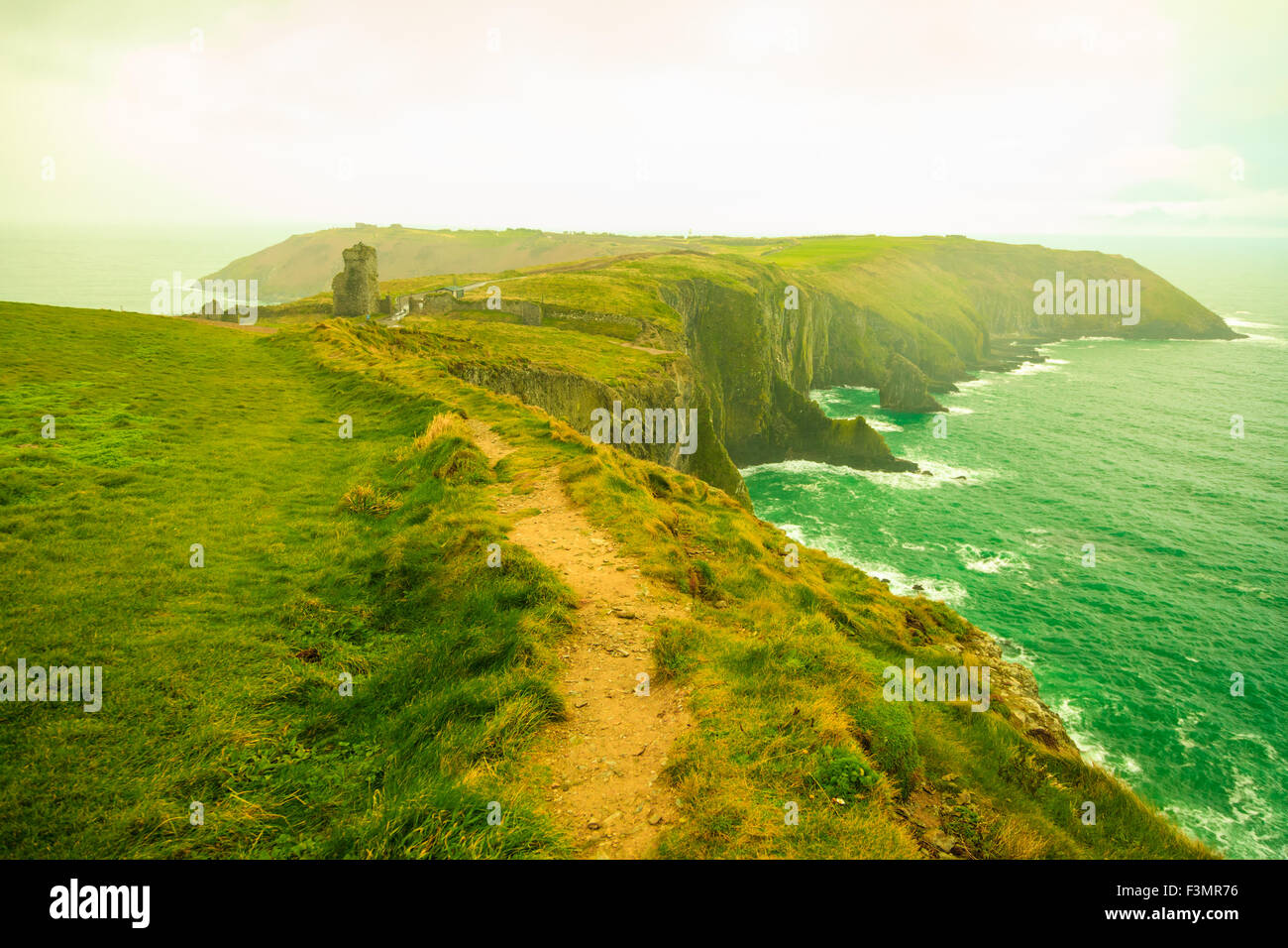 Irish landscape. Coastline atlantic ocean rocky coast scenery. County ...