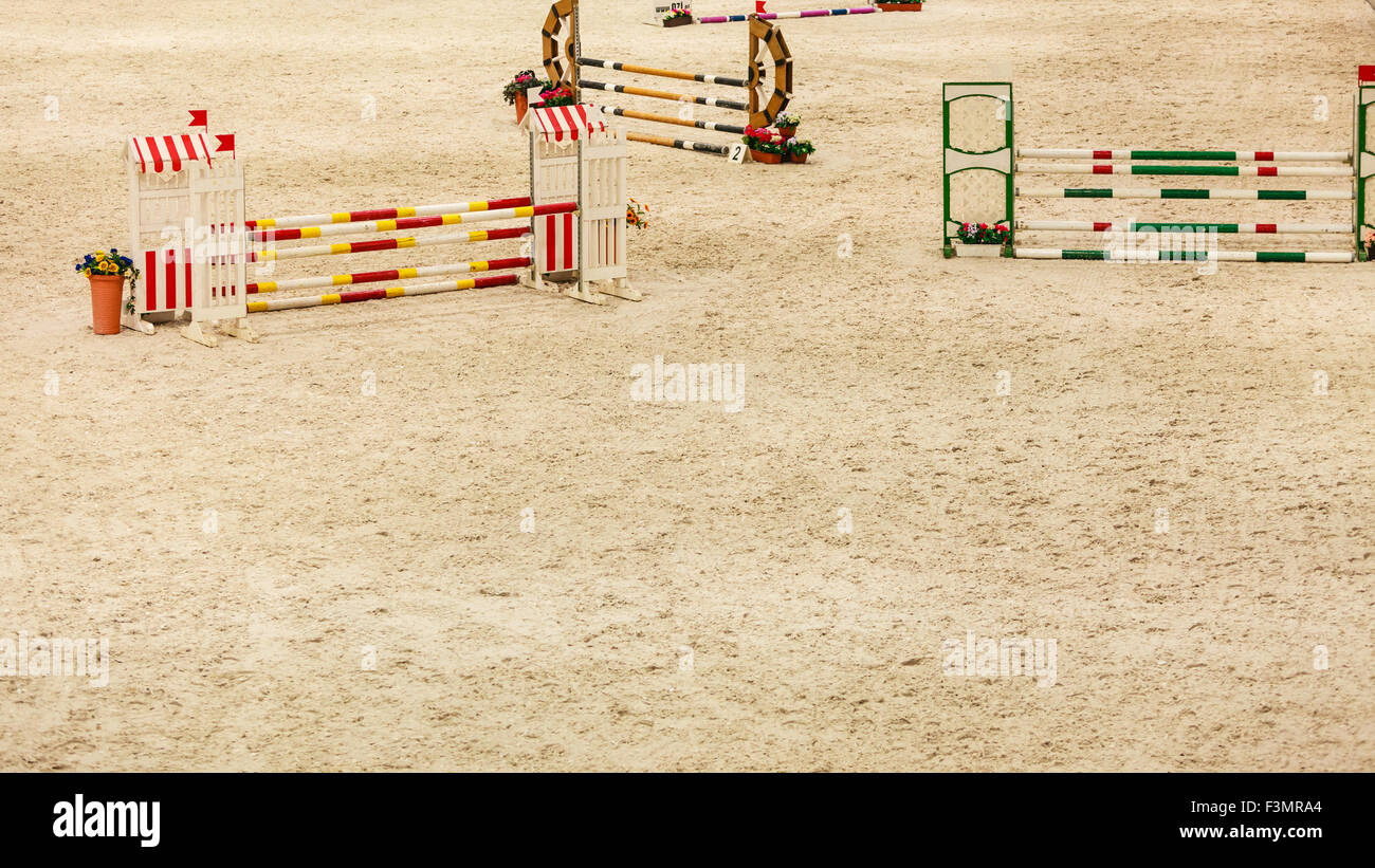 Equitation. Obstacle for jumping horses. Riding competition Stock Photo ...
