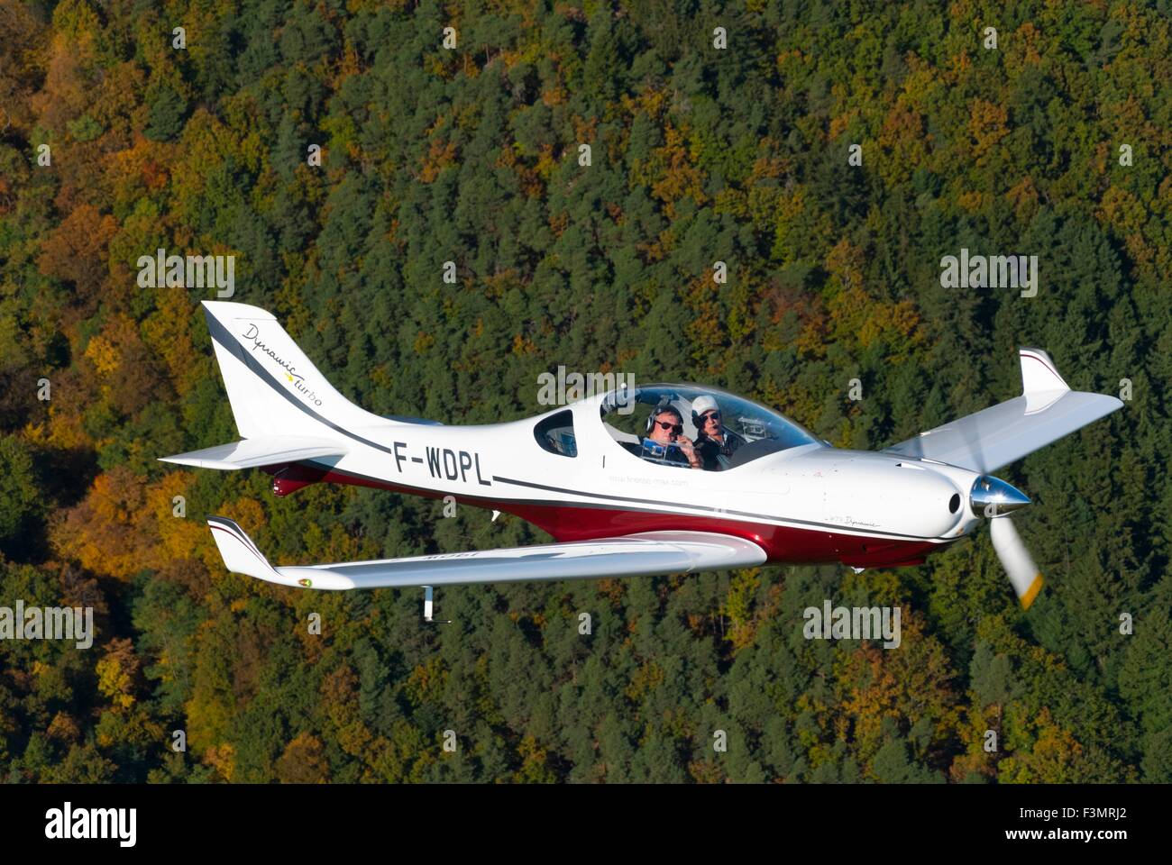 France, Bas Rhin (67), Aerospool Dynamic plane flying over Vosges ...