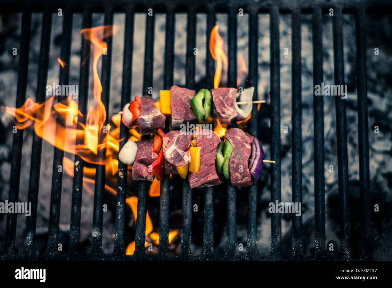 BBQ at a campsite Stock Photo - Alamy
