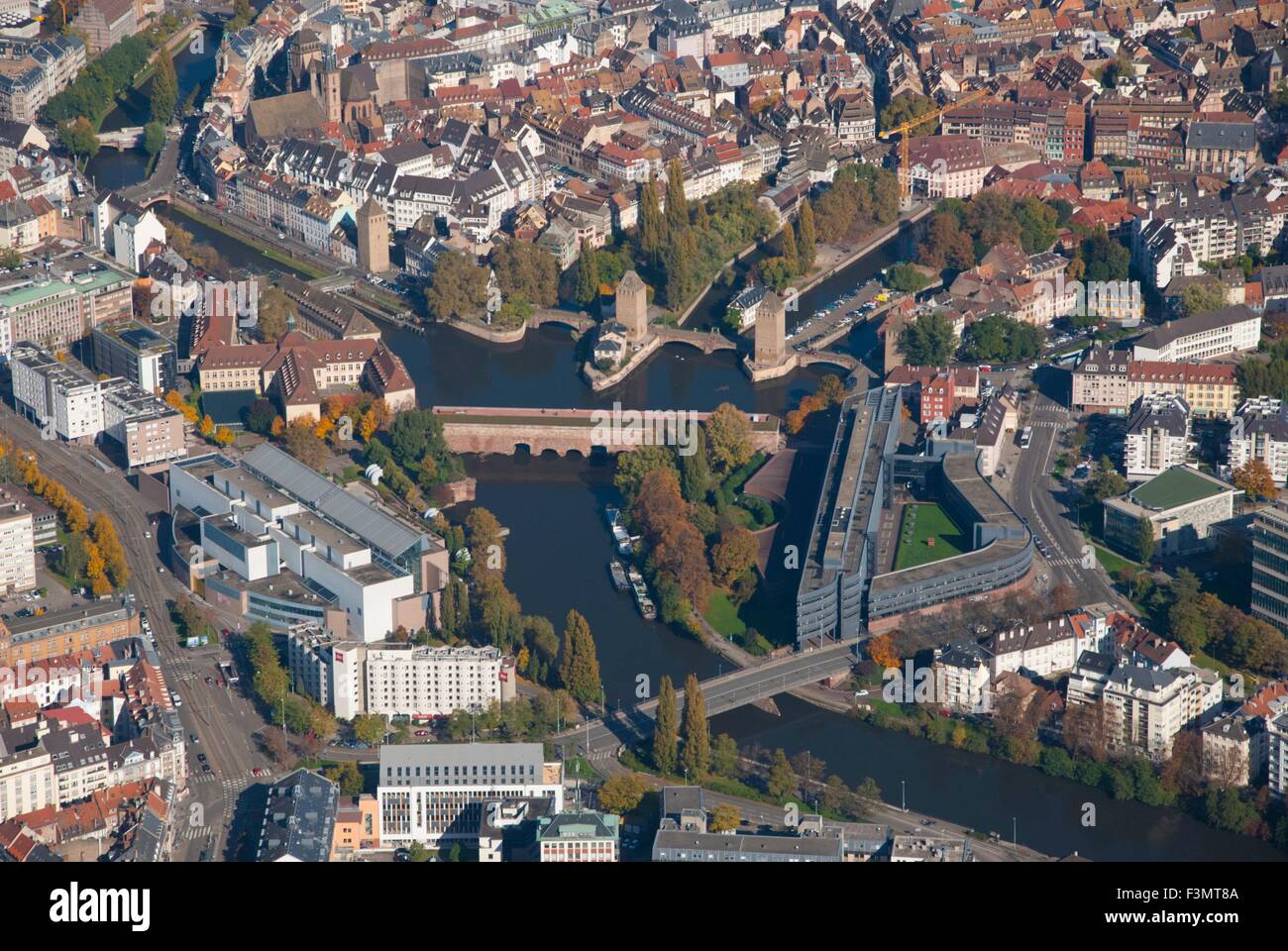 France, Bas Rhin (67), Strasbourg city, la Petite France area (aerial ...