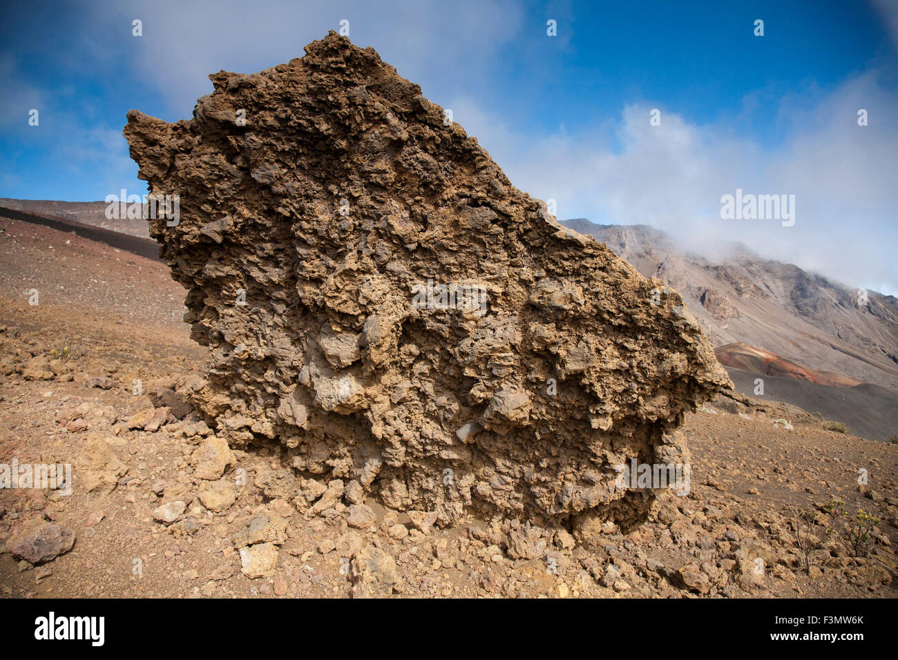 Eroded lava bomb in Haleakala crater. A lava or volcanic bomb is a ...