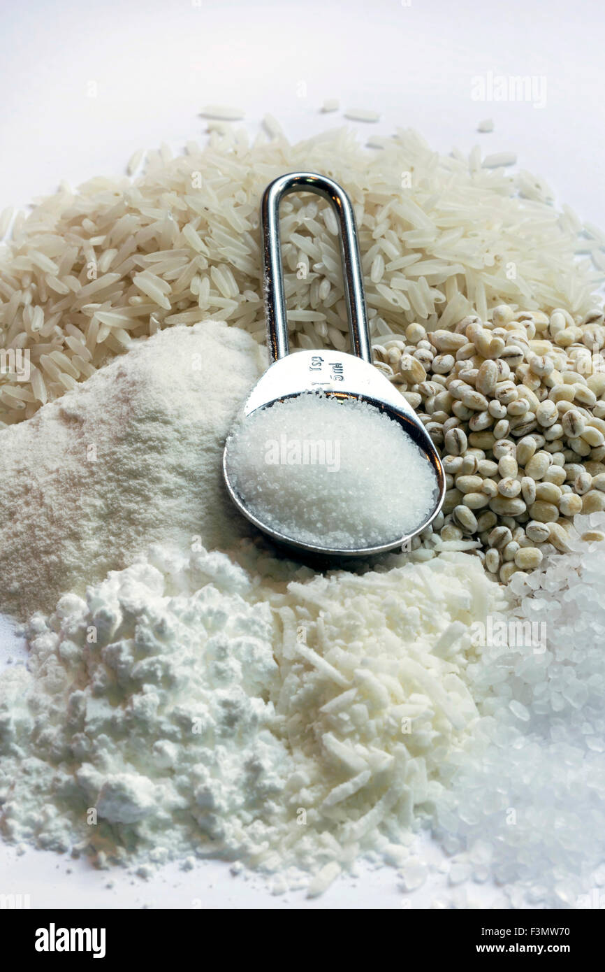 A medley of cooking ingredients, in light tones Stock Photo - Alamy