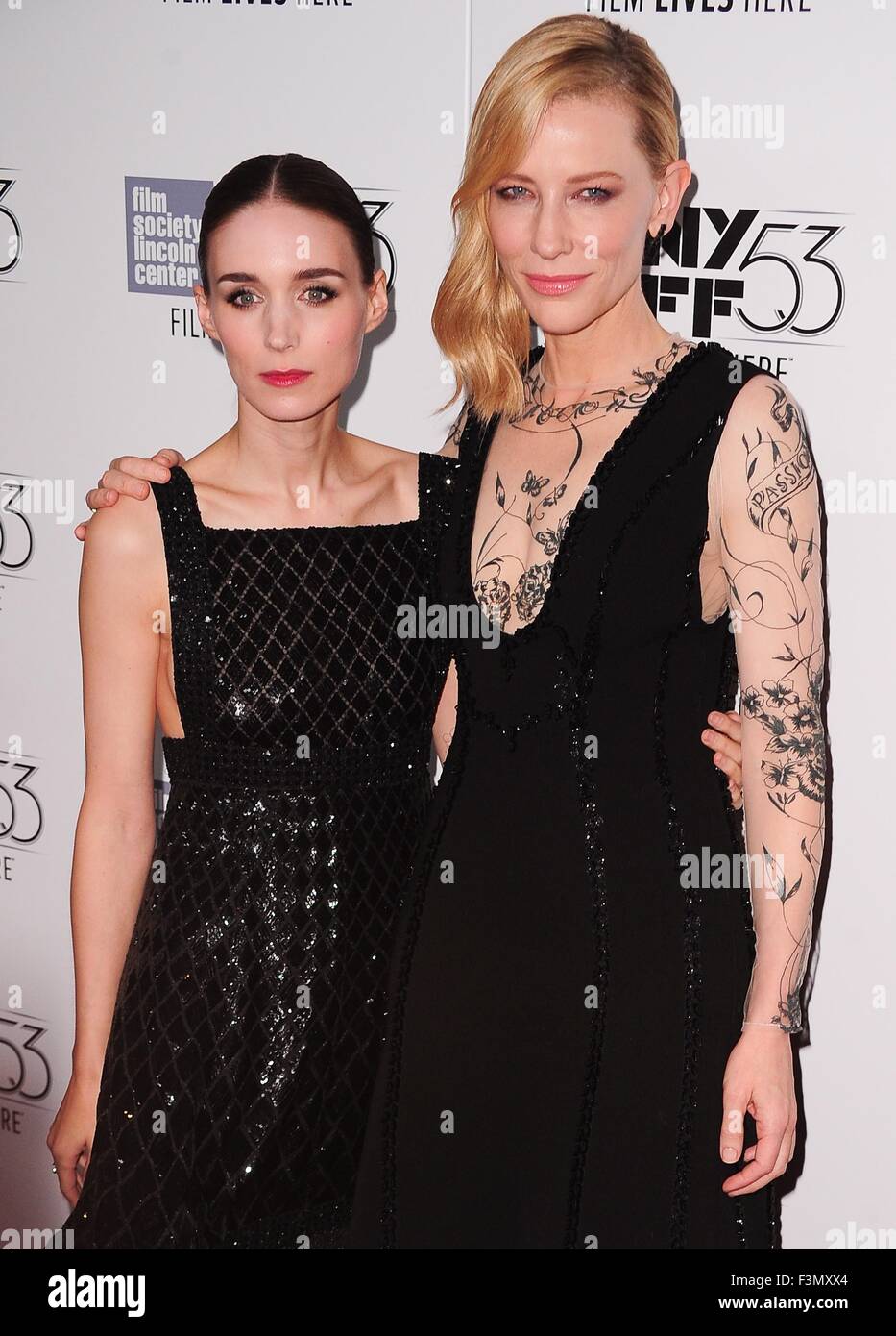 New York, NY, USA. 9th Oct, 2015. Rooney Mara, Cate Blanchett at ...