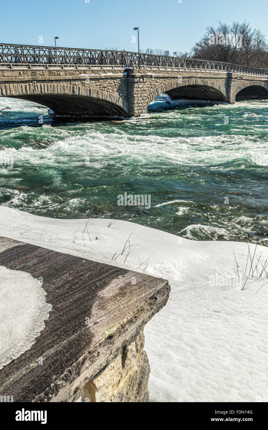 The raging Niagara river, just before the plunge down the American ...
