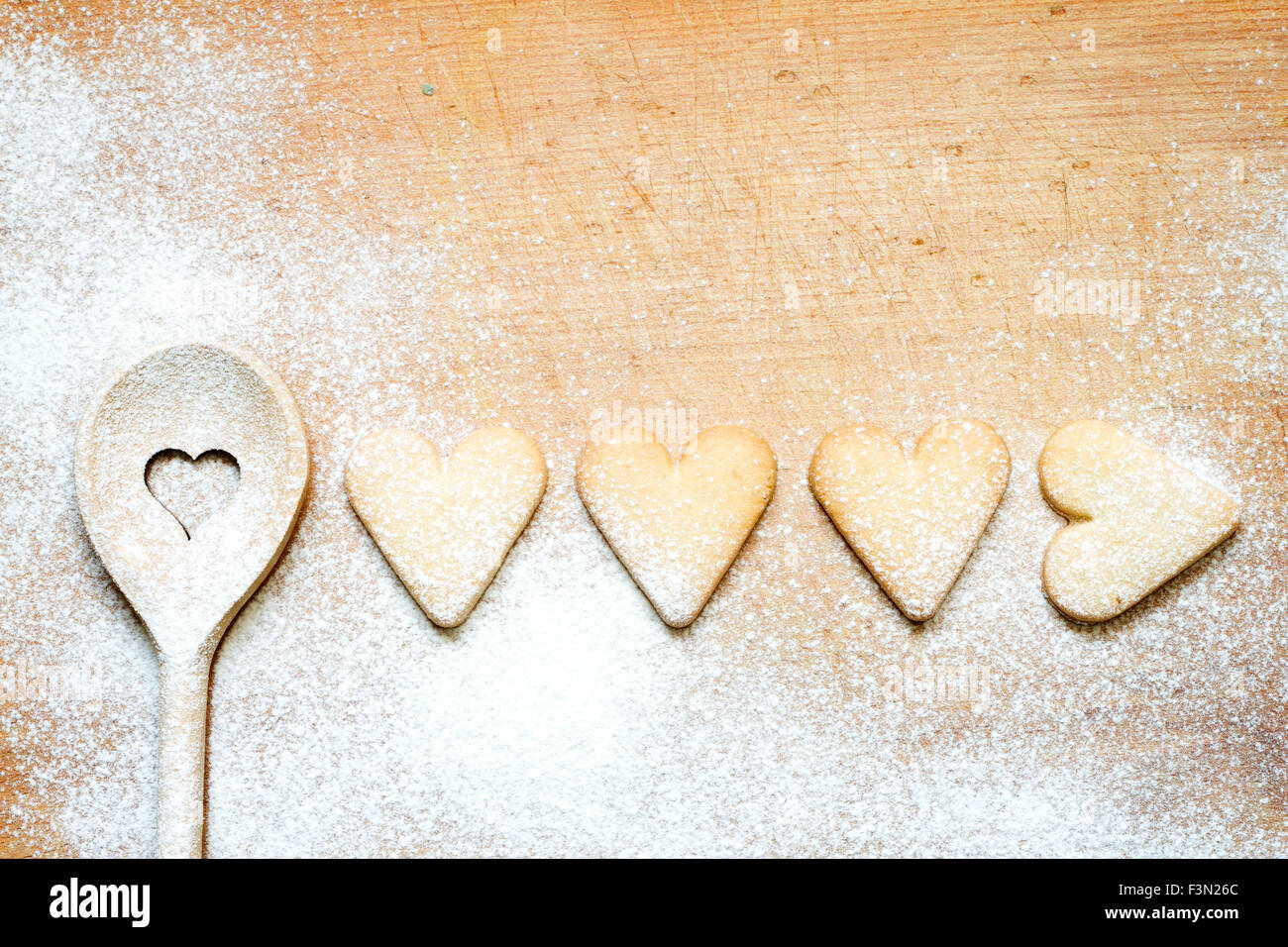 Wooden spoon with cookies baking abstract background concept Stock ...