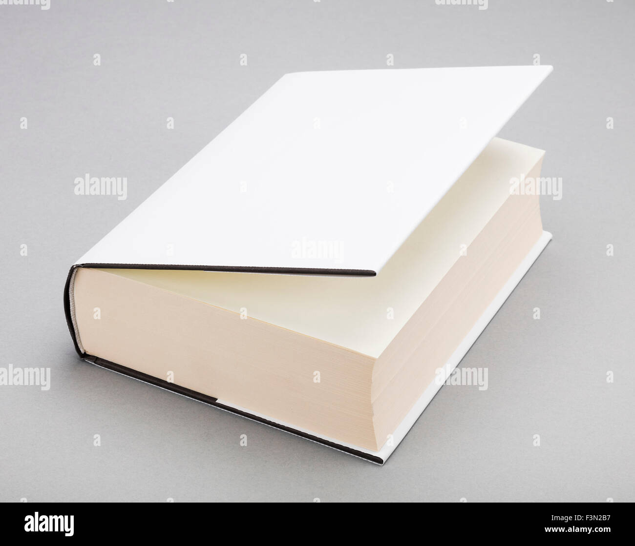 Thick Blank book with ajar white cover Stock Photo - Alamy