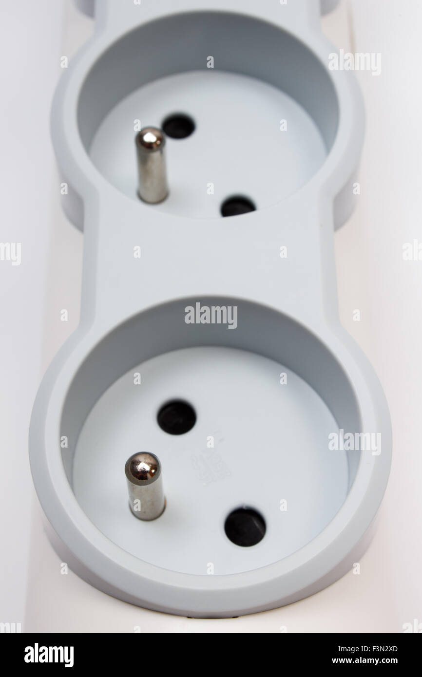 Electrical power strip on white background, electrical extension, power ...