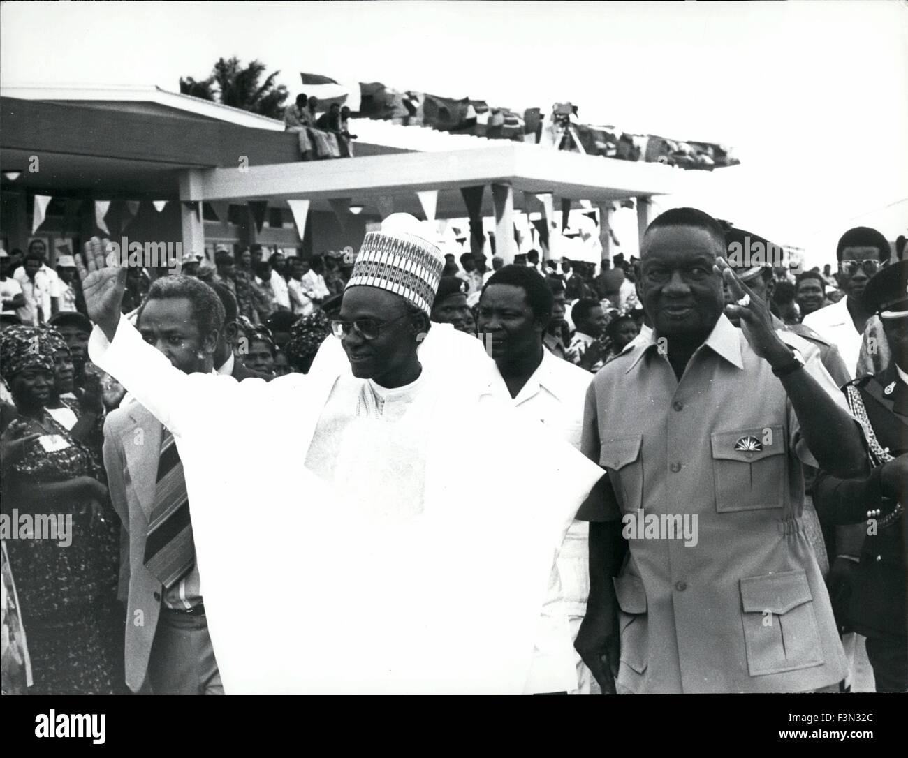 1980 - Shehu Shagari of Nigeria Waving, left, with President Siaka ...