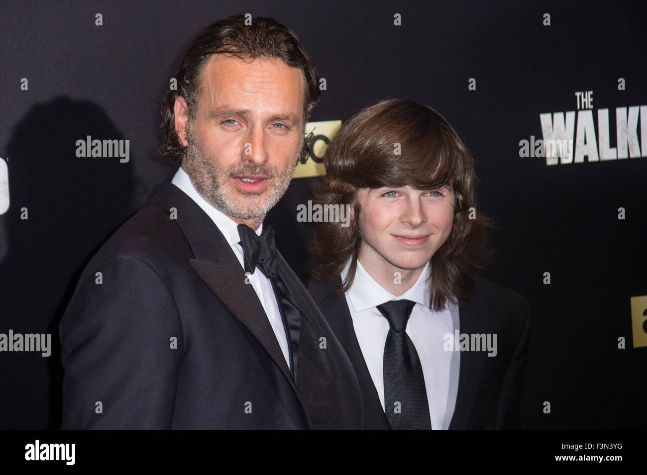 New York, NY, USA. 9th Oct, 2015. Andrew Lincoln, Chandler Riggs at ...