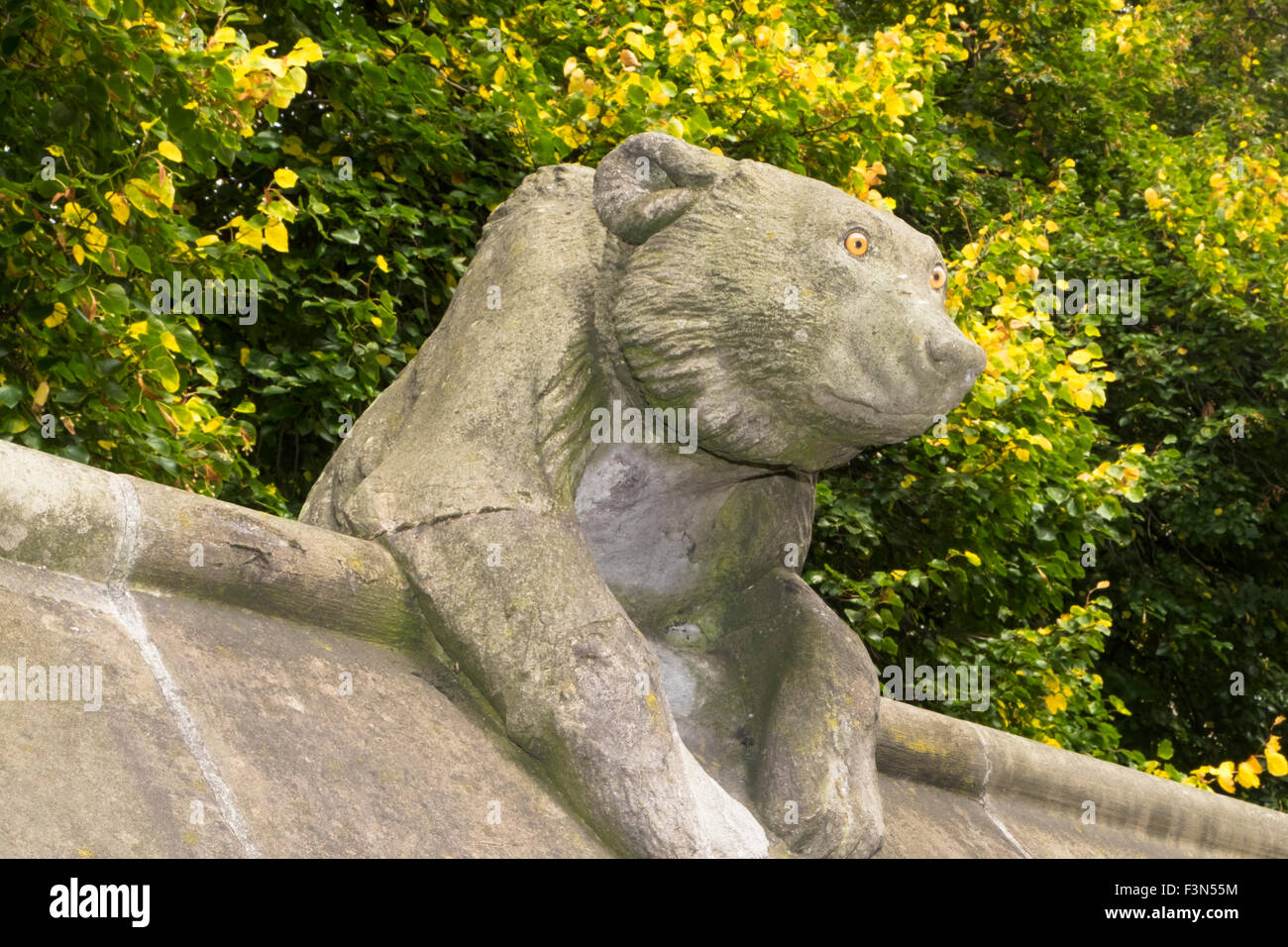 Animal sculptures on the wall at Cardiff Castle Wales UK Stock Photo ...