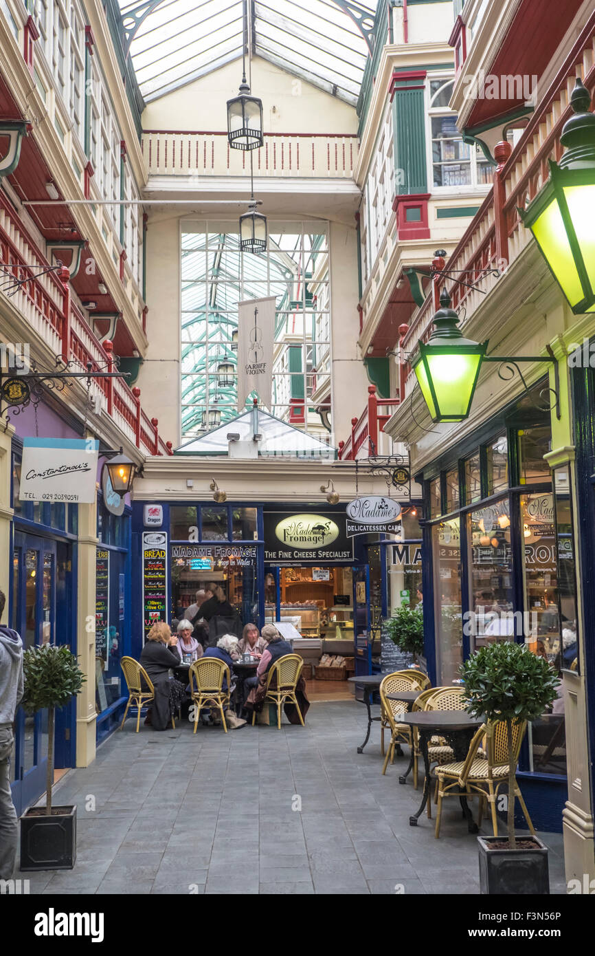 The Castle Arcade Cardiff Wales UK Madame Fromage Cafe Stock Photo - Alamy