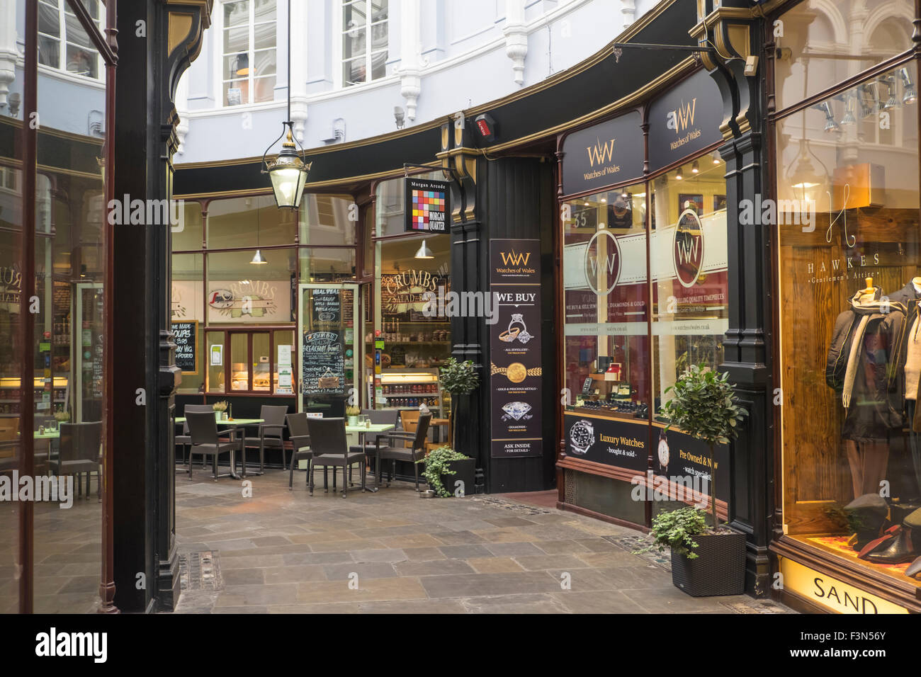 Morgan Arcade Cardiff city Center Wales Crumbs Salad Bar Stock Photo ...