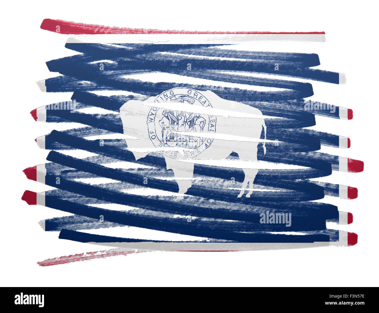 Flag illustration made with pen - Wyoming Stock Photo - Alamy