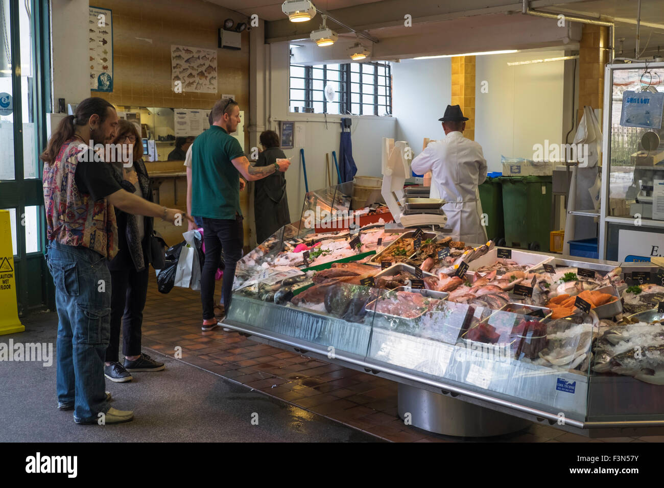 Cardiff central Market Cardiff Wales UK Fish stall Stock Photo - Alamy